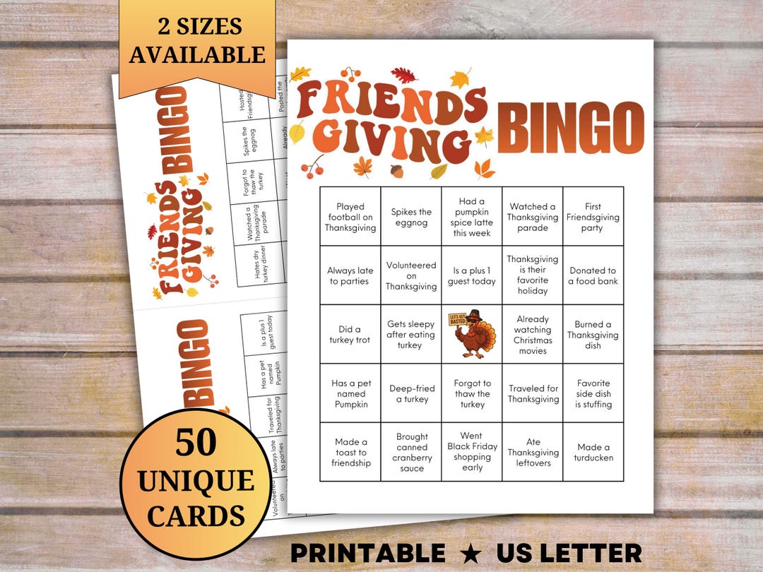 Friendsgiving Bingo, Thanksgiving Group Game, Fall Group Games, Mingle ...