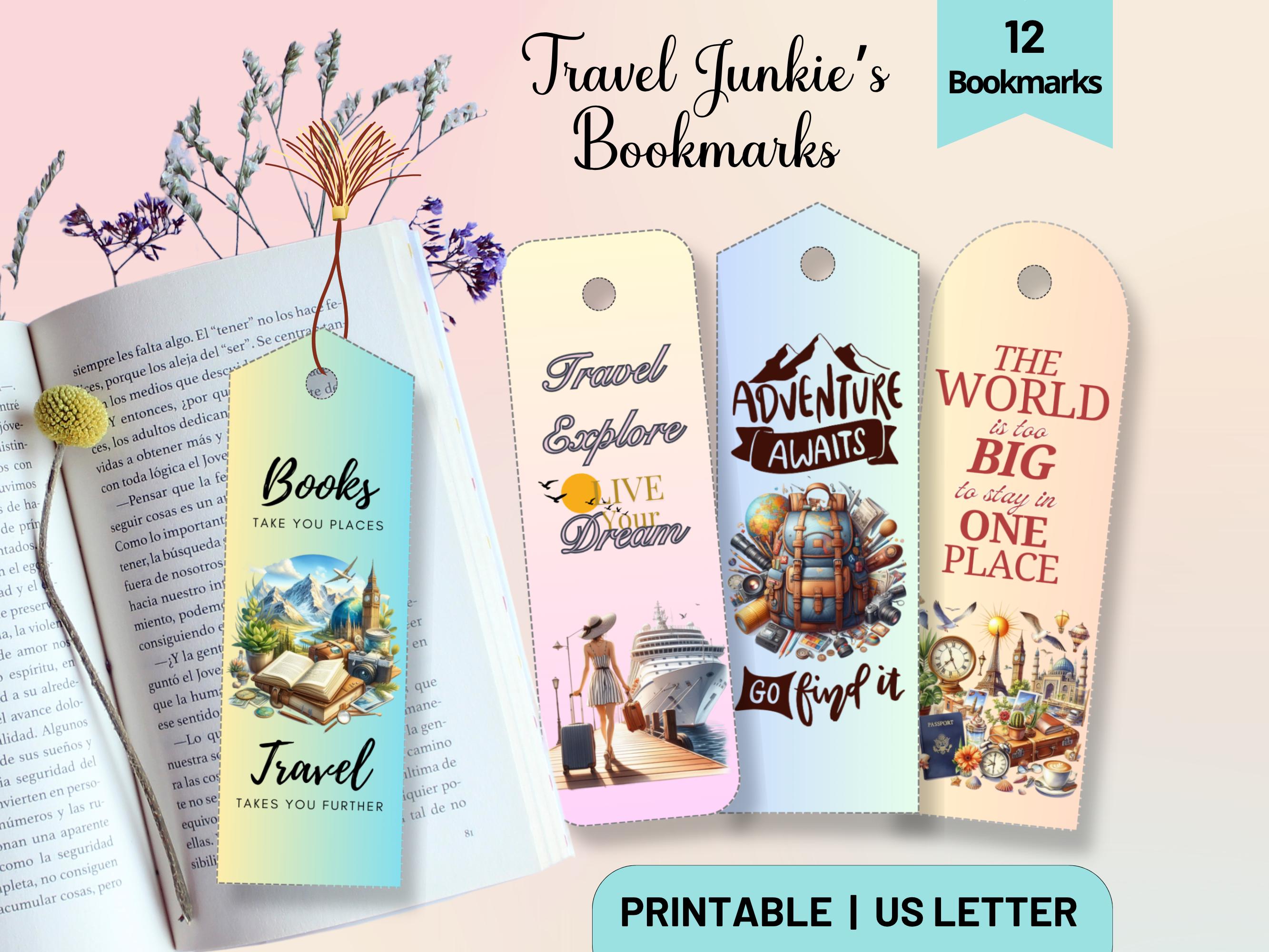 Printable Travel-themed Bookmarks, Bookmarks With Inspirational Quotes ...