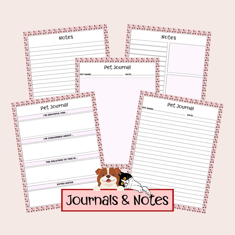Pet Care Planner Printable Animal Activity Organizer Canine Health ...