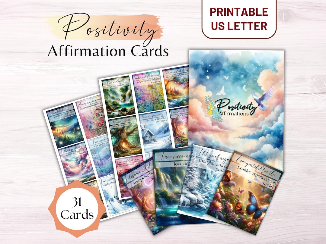 31 Days of Positivity Affirmation Cards Printables, Nature-themed Daily ...