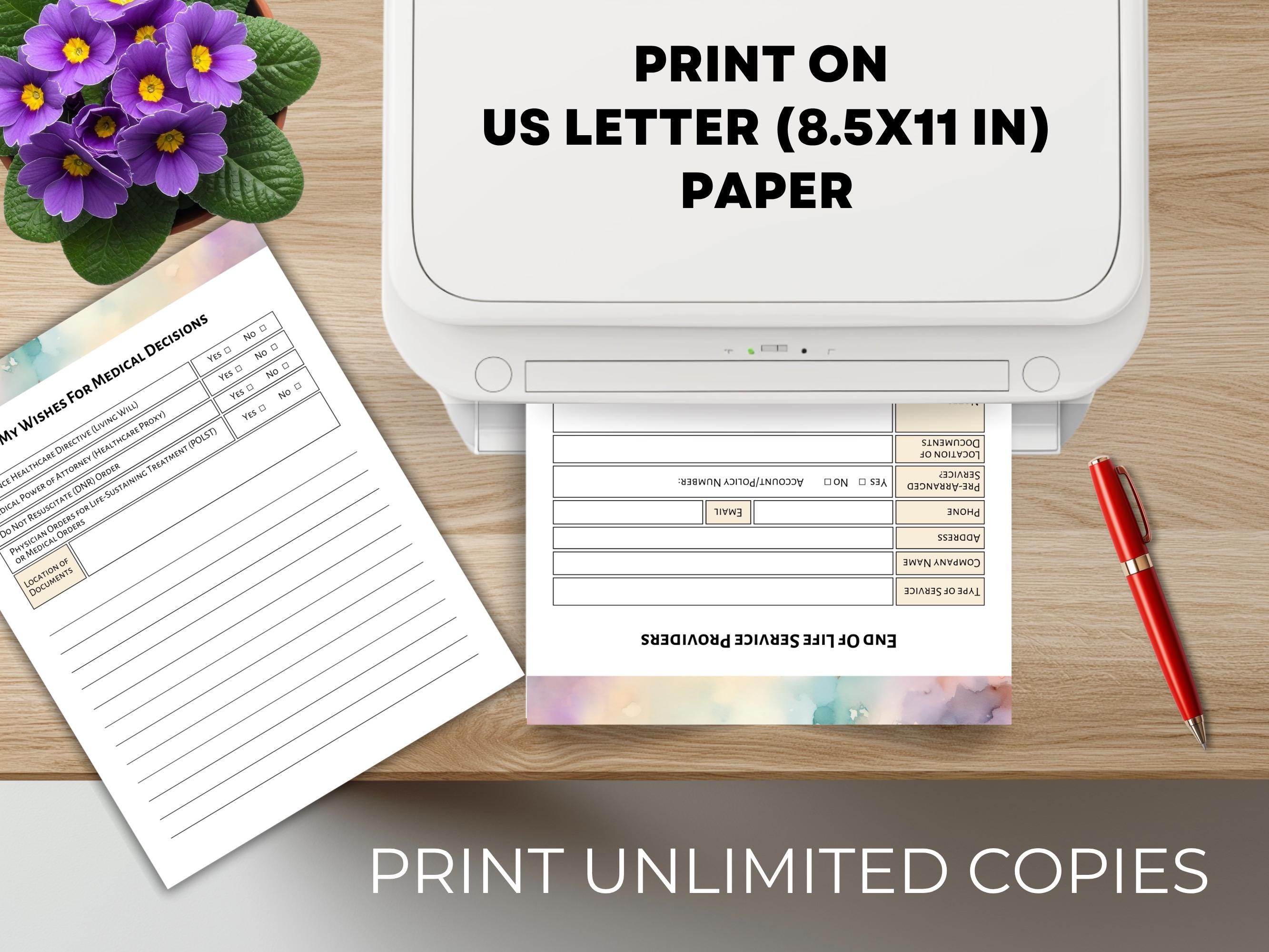 End of Life Planner Printable, Emergency Preparedness List, in Case of ...