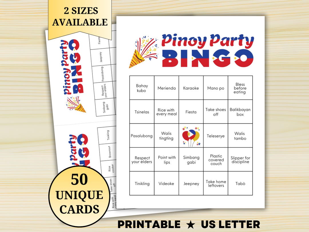 Filipino Bingo, Filipino Party Games, Pinoy Party Bingo, Bingo Game ...