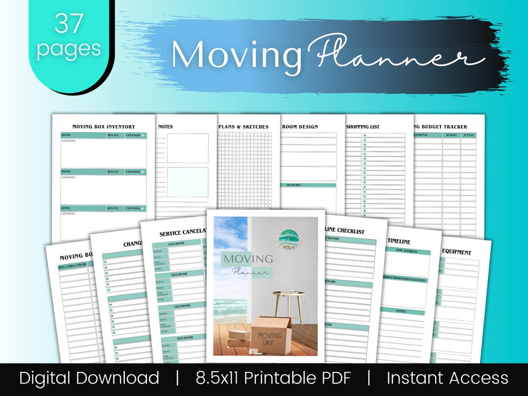 Moving Planner Printable, Moving Preparation Workbook, Relocation ...