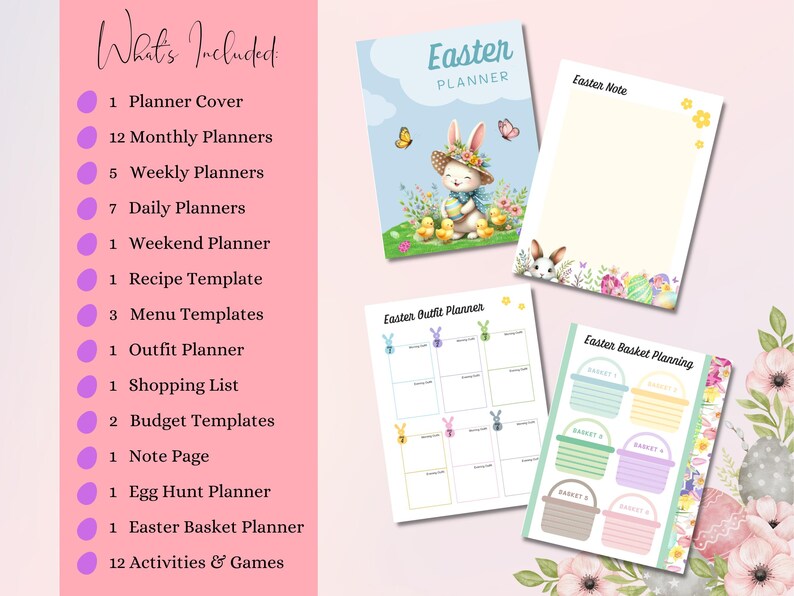 Easter Planner Printable, Easter Activity Games, Easter Bunny Basket ...