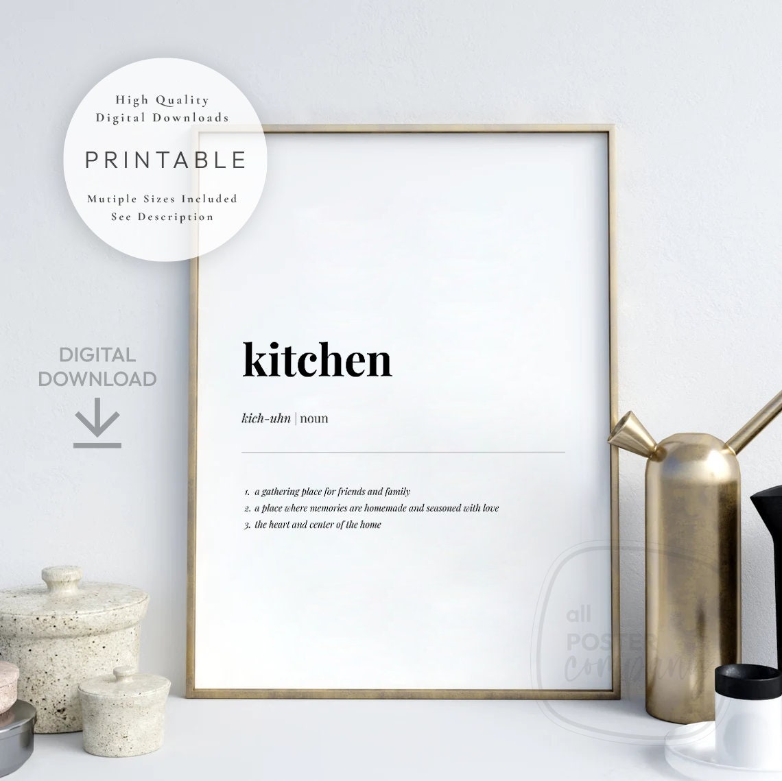 Kitchen Definition PRINTABLE Art Dictionary Meaning - Etsy