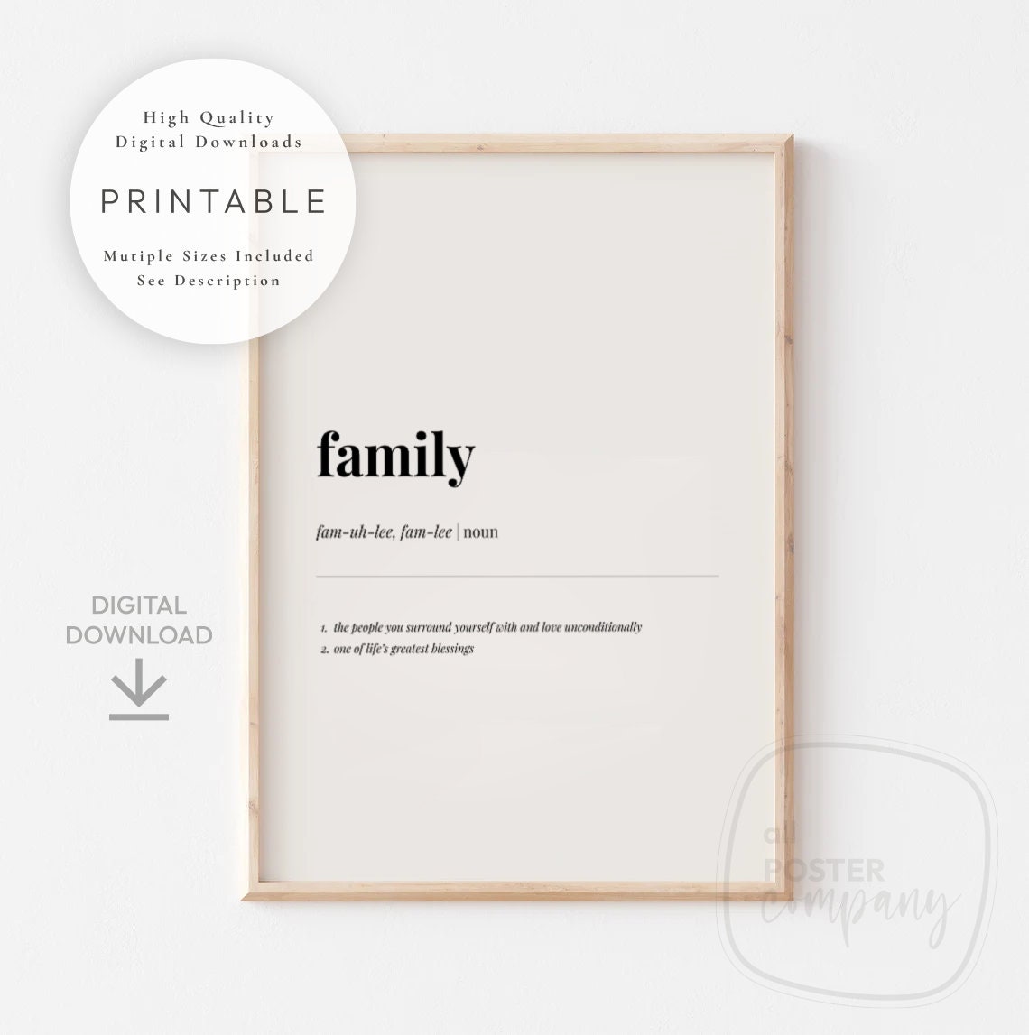 Family Definition, PRINTABLE Art, Dictionary Meaning, Housewarming Gift ...
