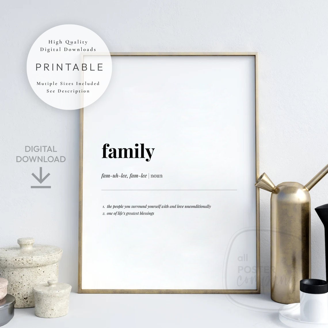 Family Definition, PRINTABLE Art, Dictionary Meaning, Housewarming Gift ...
