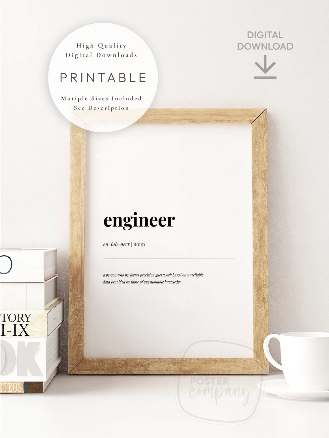 Engineer Definition, PRINTABLE Art, Dictionary Meaning, Housewarming ...