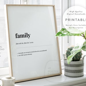Family Definition, PRINTABLE Art, Dictionary Meaning, Housewarming Gift ...