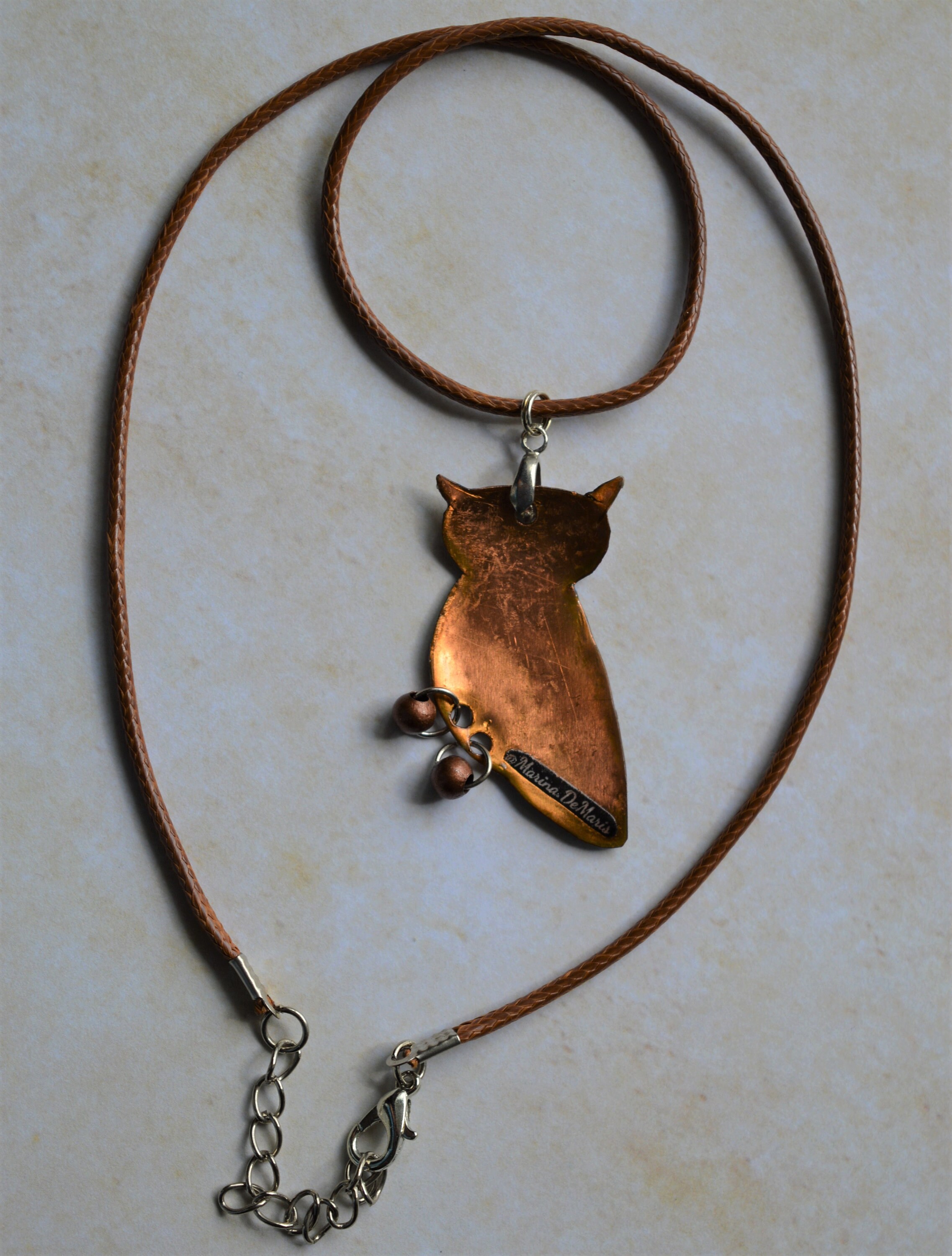 PENDANT Talisman OWL, Handmade JERWELRY Owl, Hand Painted Night-bird ...