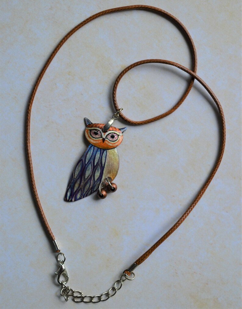 PENDANT Talisman OWL, Handmade JERWELRY Owl, Hand Painted Night-bird ...