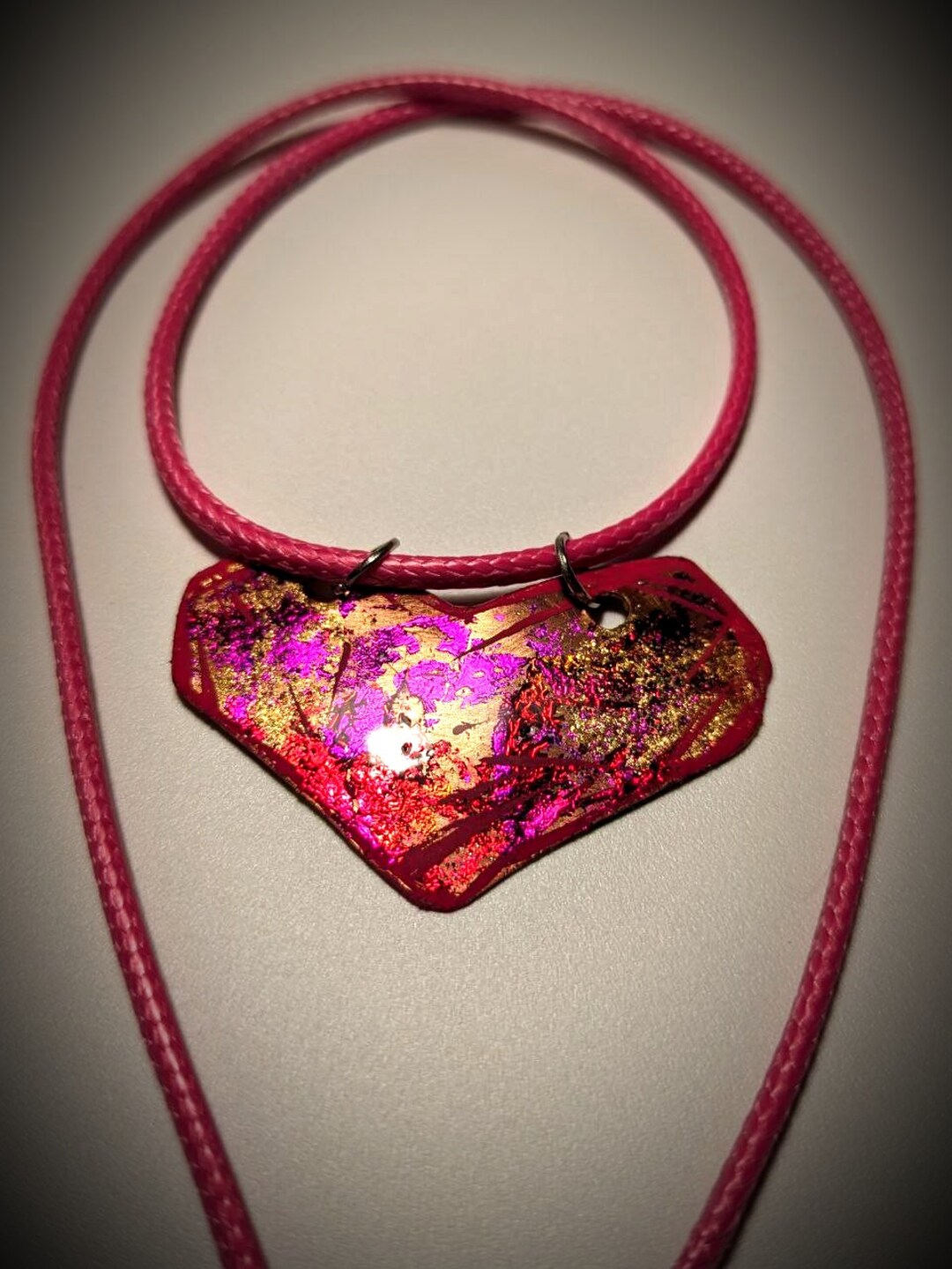 PENDANT HEART Shiny Colours. Hand-painted Jewelry, AMULET of Love ...