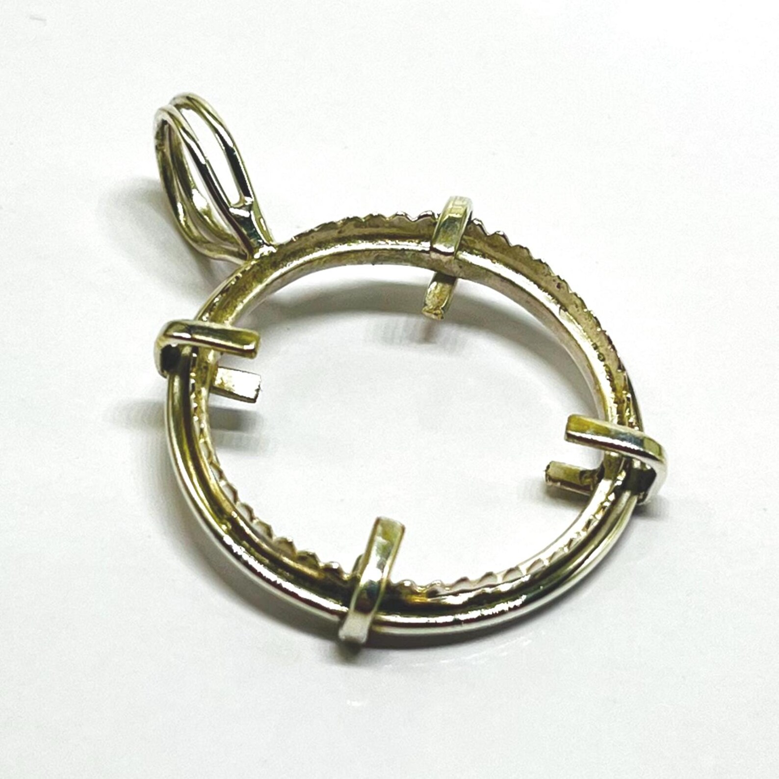 Sterling Silver Round Pendant Setting - Coin Bezel Connector - Etsy
