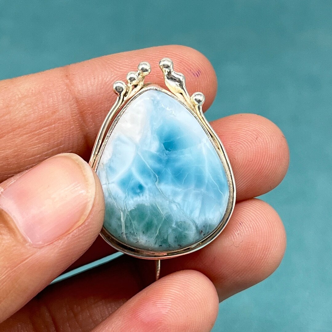 Larimar Silver Brooch, Sterling Siver Brooch, Silver Brooch Pin ...