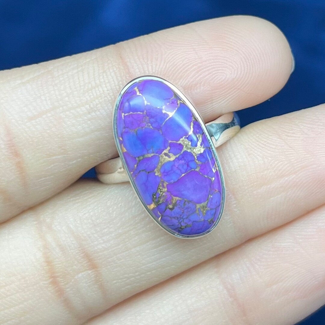 Natural Purple Turquoise Ring, Purple Copper Turquoise Gemstone Ring ...