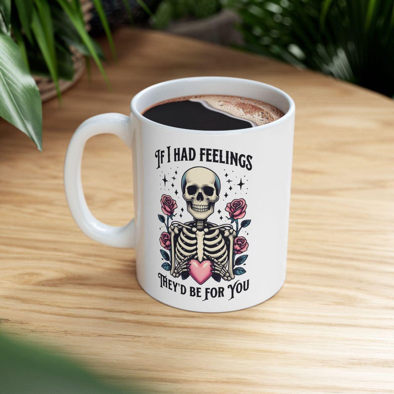 Flirty Skeleton Mug, Cute Skeleton Illustration | Gothic Coffee Cup - Etsy