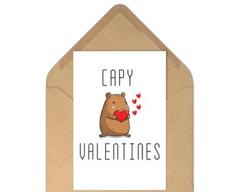 Capybara Valentines Day Card - Etsy