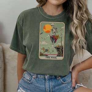 The Fool Tarot Card Comfort Colors Shirt: Skeleton Goblincore Shirt - Etsy
