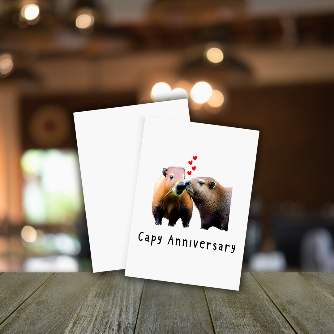 Happy Capy Anniversary Capybara Lover Greeting Cards 1 10 - Etsy