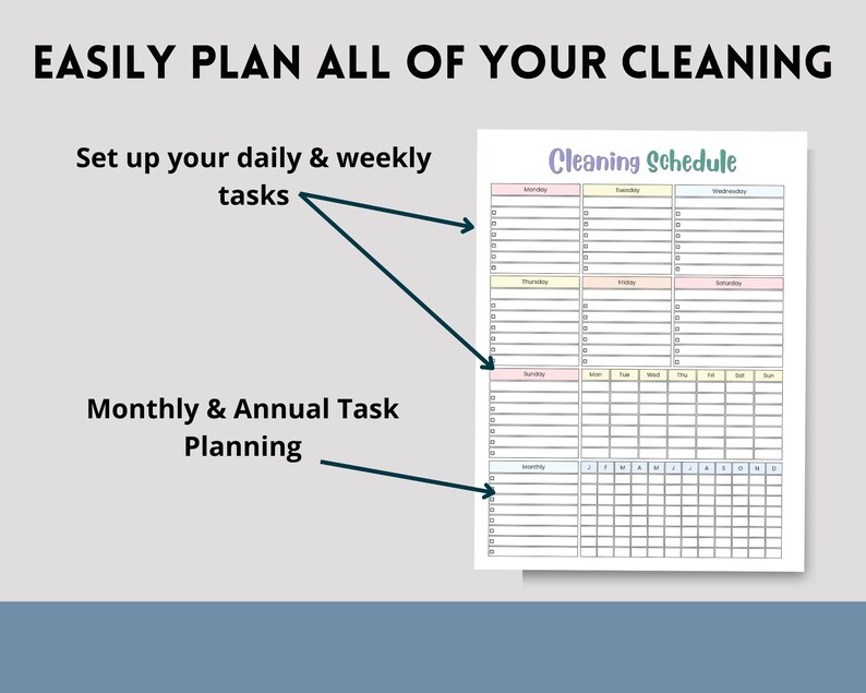 EDITABLE Cleaning Schedule Checklist Cleaning Planner Weekly - Etsy
