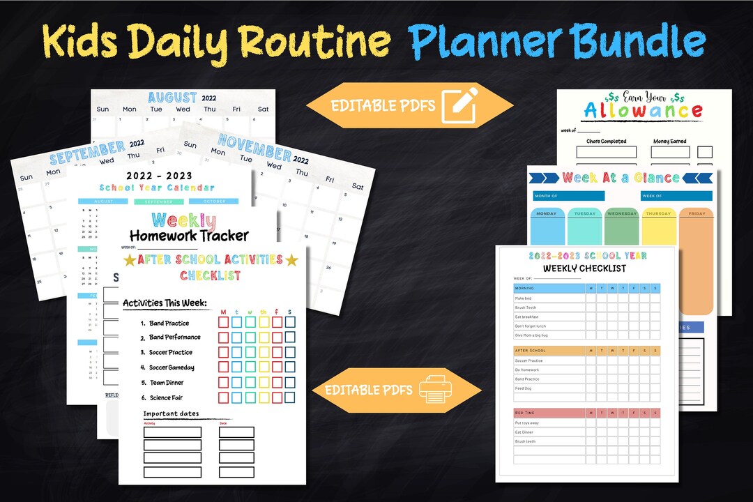 Kids Chore Chart Printable Editable Daily Responsibility - Etsy