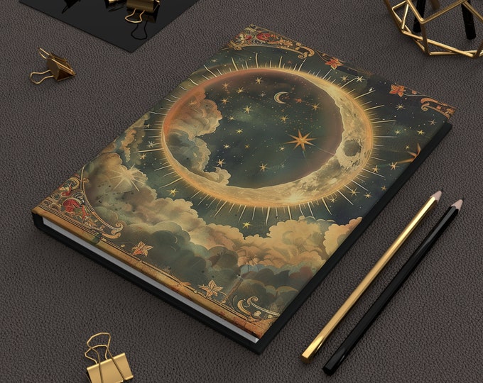 Whimsical Art Deco Night Sky Journal Gift for Her Hard Cover Dream ...