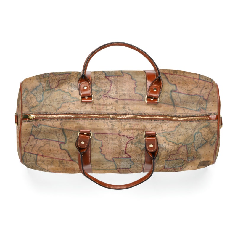 Vintage US Map Print Travel Bag: Waterproof PU Leather Weekender - Etsy