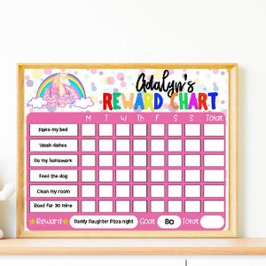 Editable Unicorn Reward Chart, Unicorn Chore Chart Printable, Girl's ...