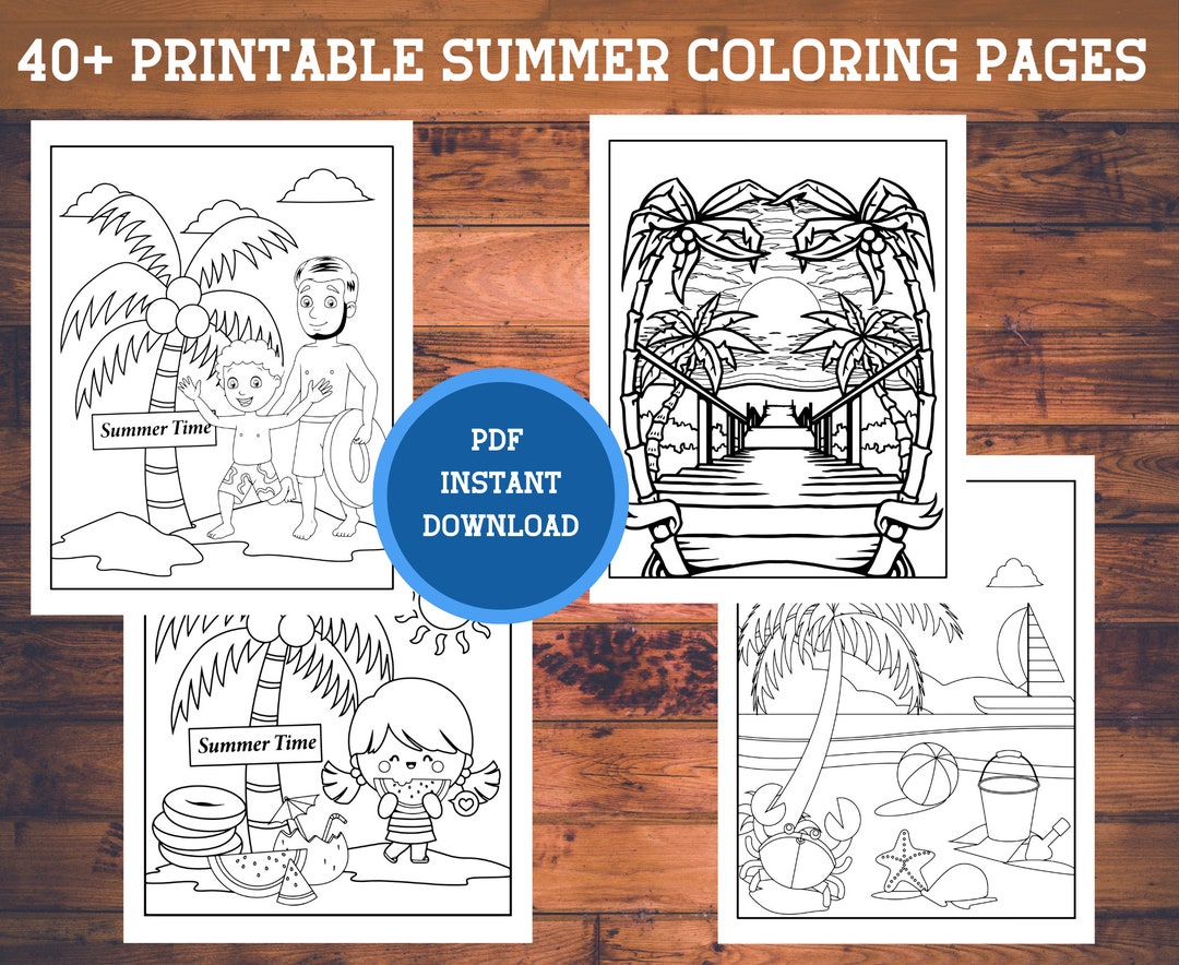 Printable Summer Coloring Pages for Kids, Summer Activity Pages ...
