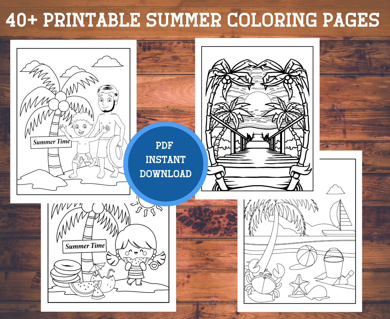 Printable Summer Coloring Pages for Kids Summer Activity - Etsy