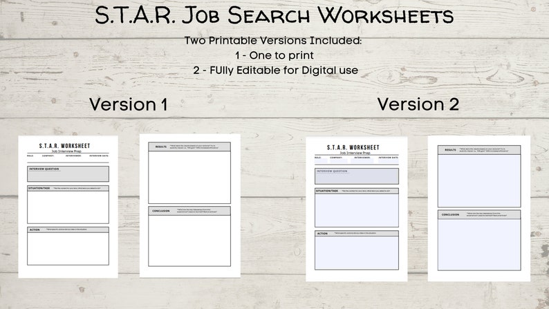 STAR Interview Prep Worksheet: Job Search Planner (digital Download) - Etsy