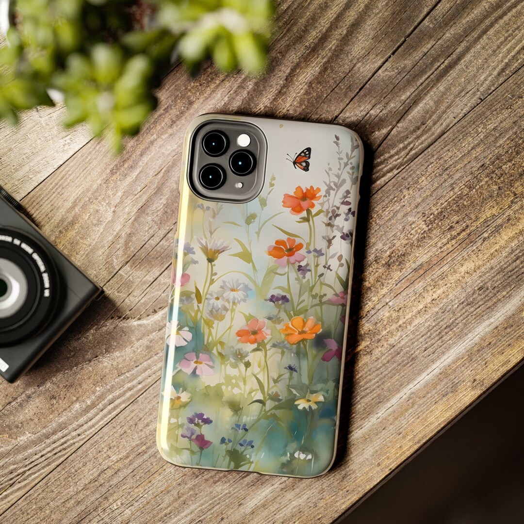 Floral Cottagecore Tough Phone Case: Watercolor Wildflower Design - Etsy
