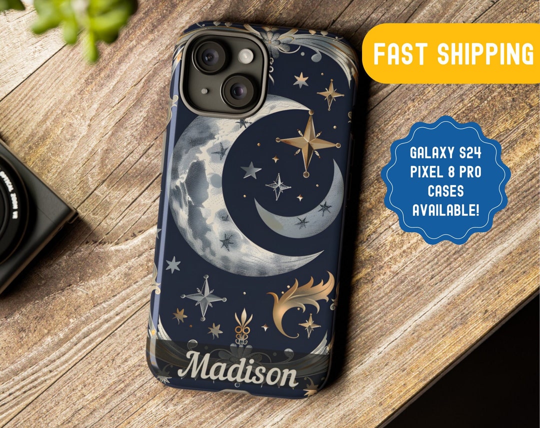 Personalized Moon & Stars Phone Case: Celestial Starry Night Design - Etsy