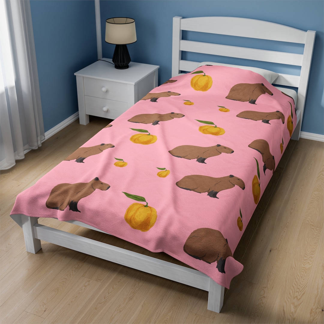 Large Soft Velveteen Capybara Plush Cozy Blanket, Capybara Gift, Pink ...