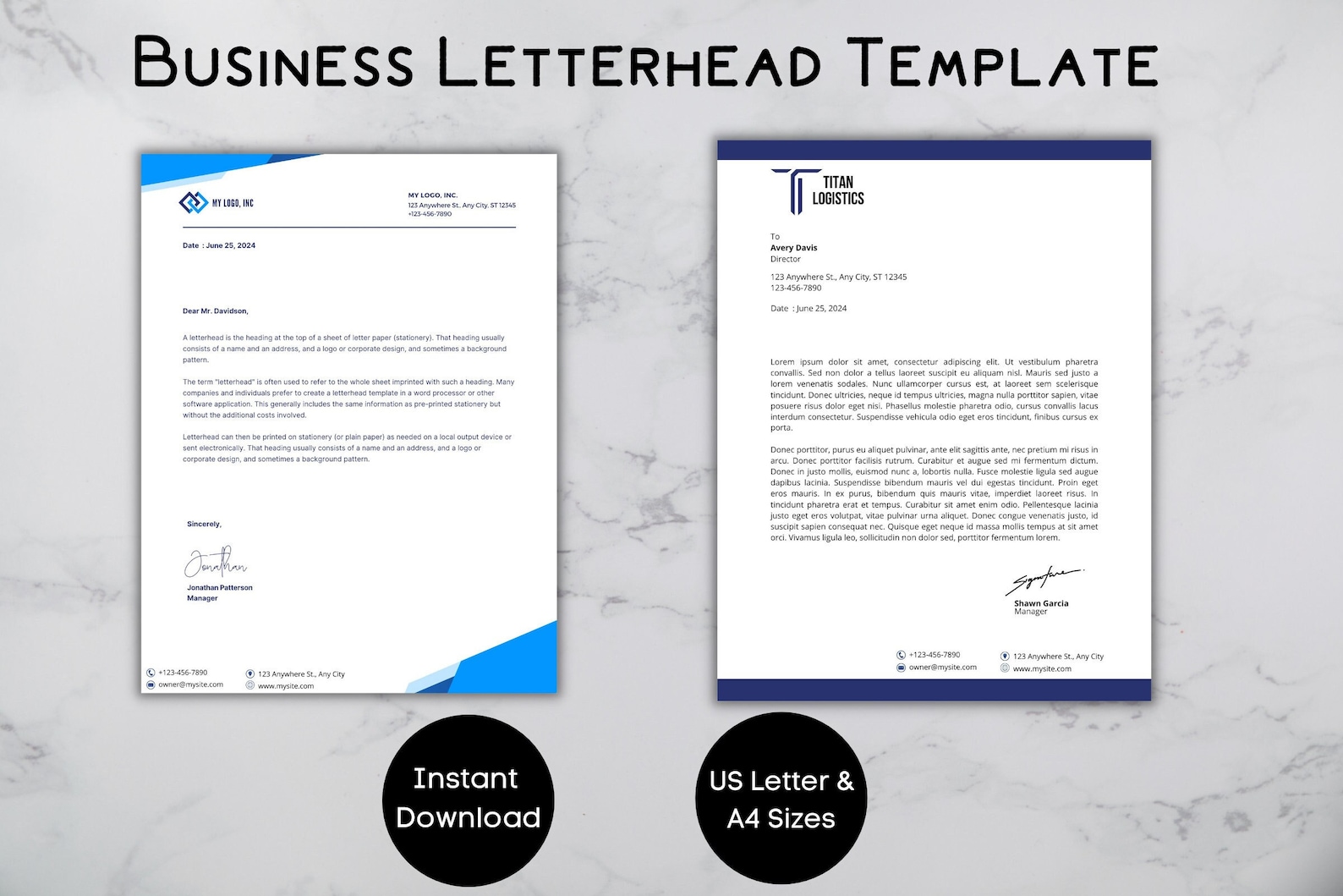 Letterhead Template Professional Letterhead Minimalist - Etsy
