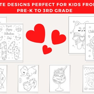 Valentines Day Coloring Pages, Coloring Sheets for Kids, Cute Kdp ...
