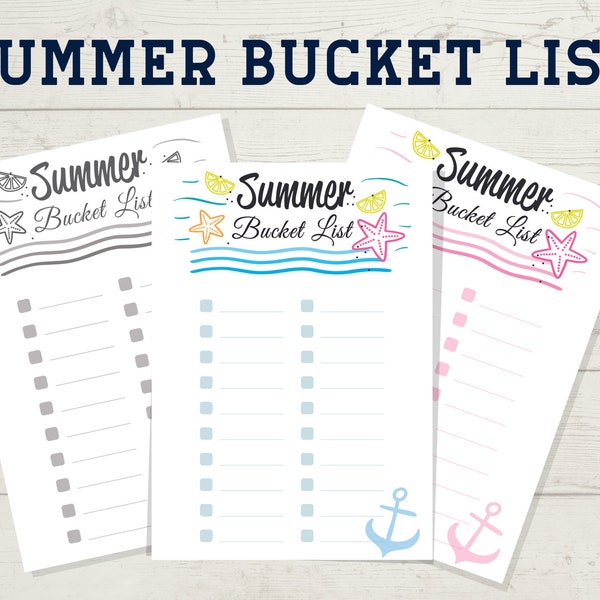Customizable Summer Bucket List - Etsy