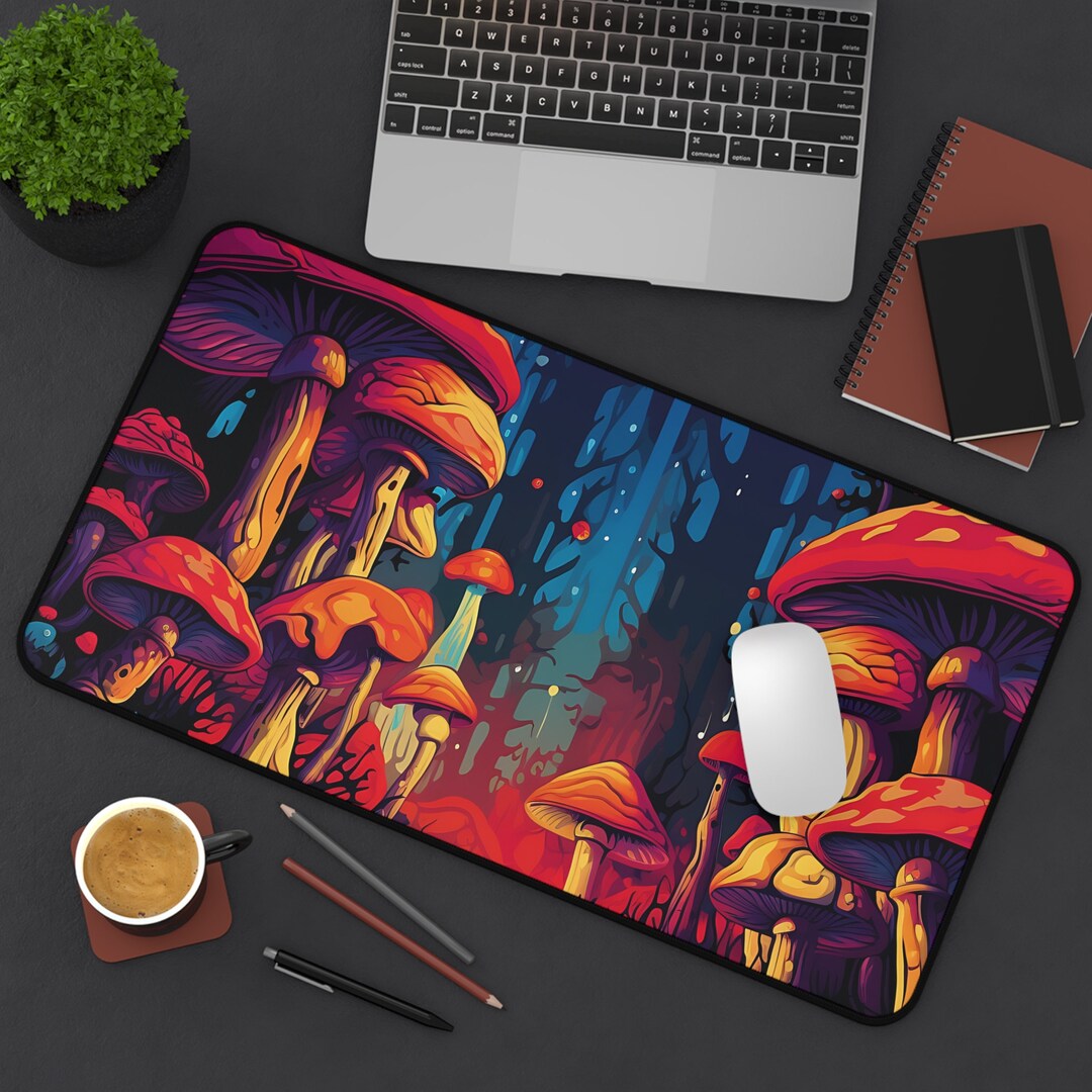 Psychedelic Mushroom Desk Mat: Cottagecore Botanical Office Decor - Etsy