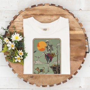 The Fool Tarot Card Comfort Colors Shirt, Vintage Skeleton Tarot Card ...