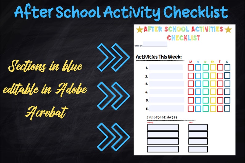 Kids Chore Chart After School Activities Tracker Printable - Etsy