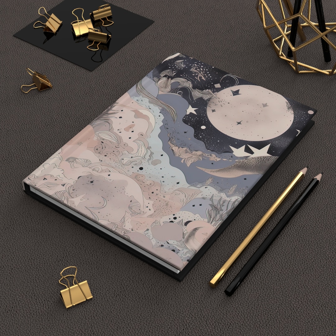 Boho Mystical Floral Moon Stars Hard Cover Journal, Dream Journal ...