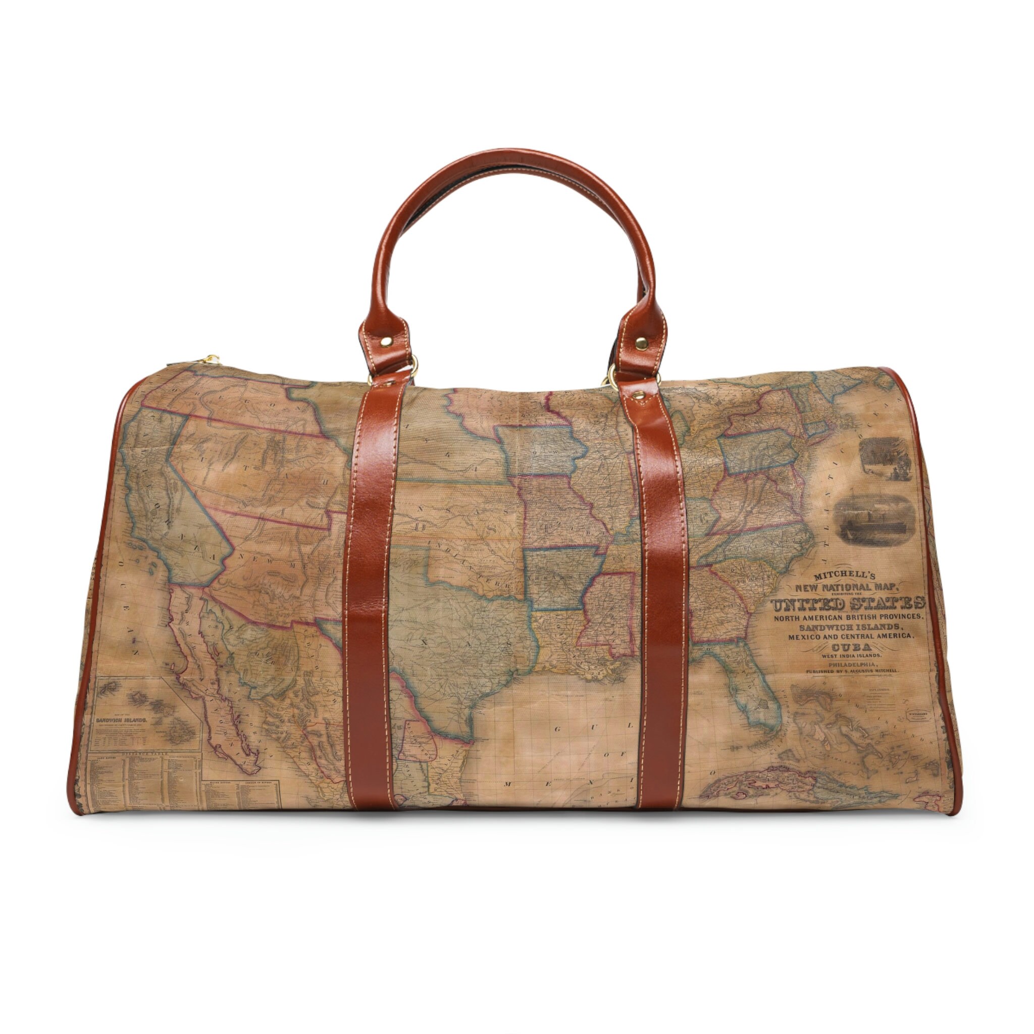 Vintage US Map Printed Waterproof Carry on Travel Bag - Etsy