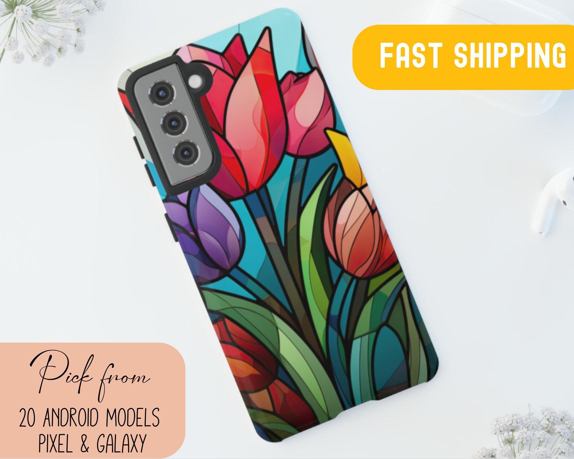 Wildflower Stained Glass Phone Case, Cottagecore Aesthetic - Etsy