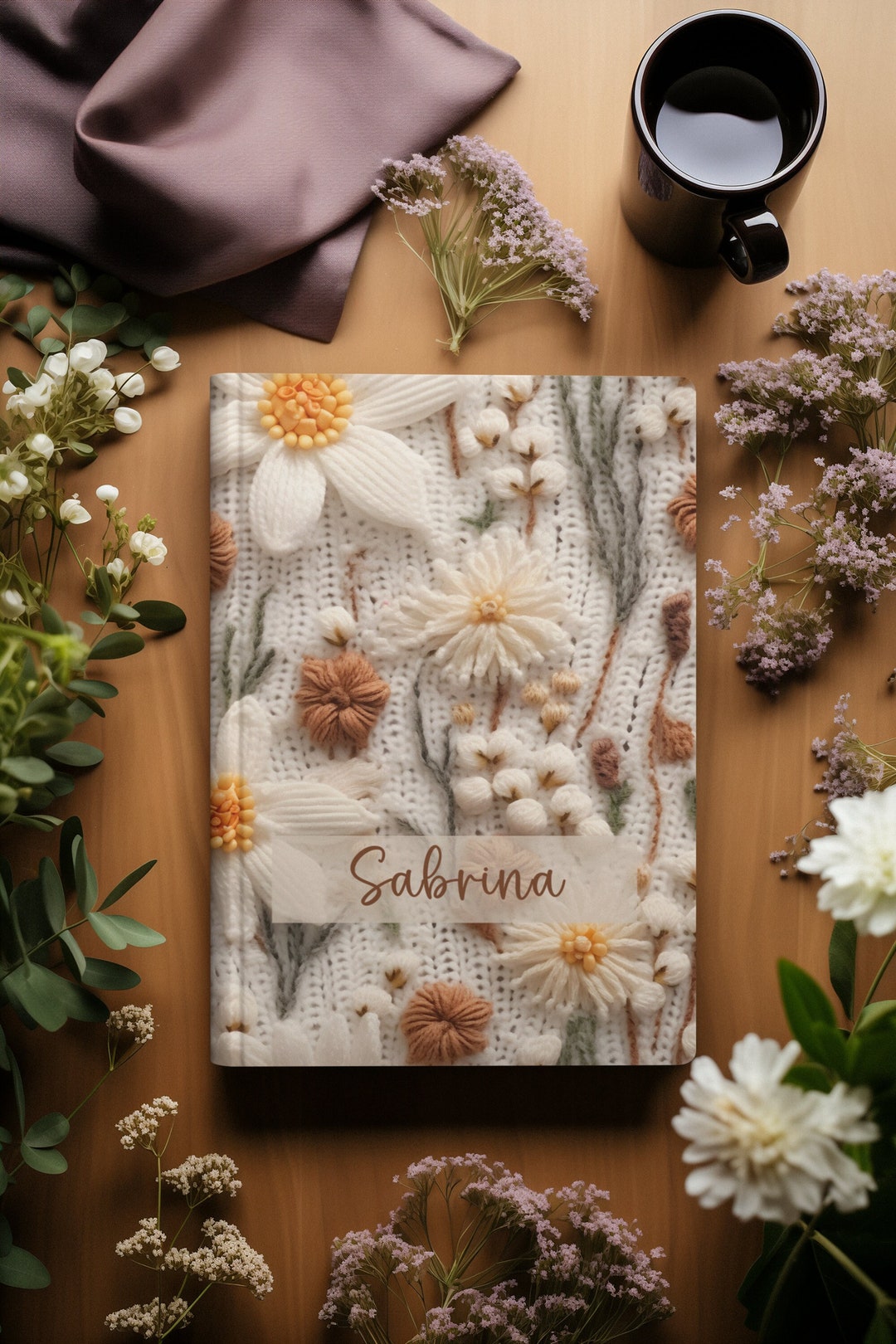 Personalized Wildflower Notebook: 3D Embroidered Look Dream Journal - Etsy