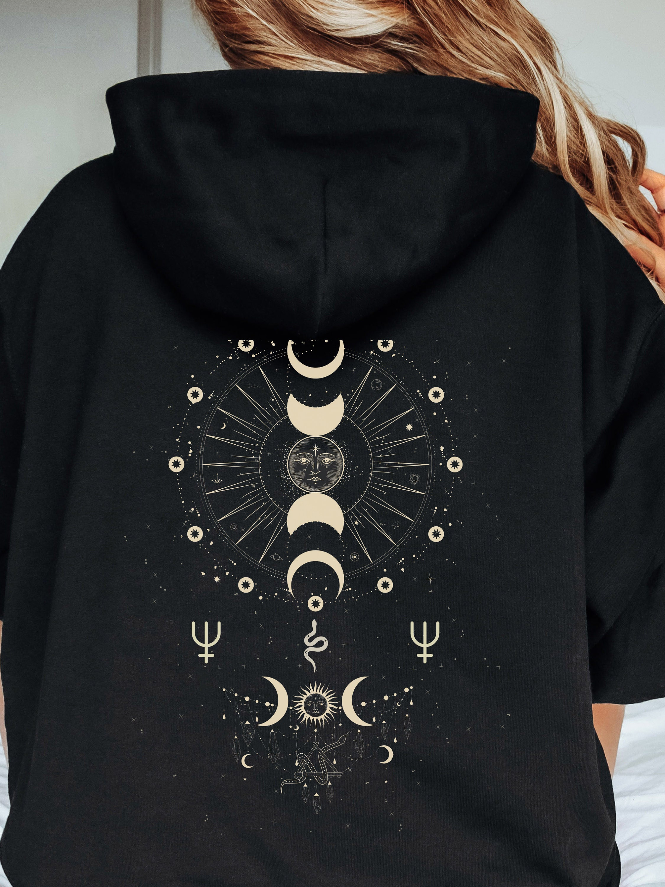 Cute Boho Celestial Moon Phases Mystical Hoodie Witchy - Etsy