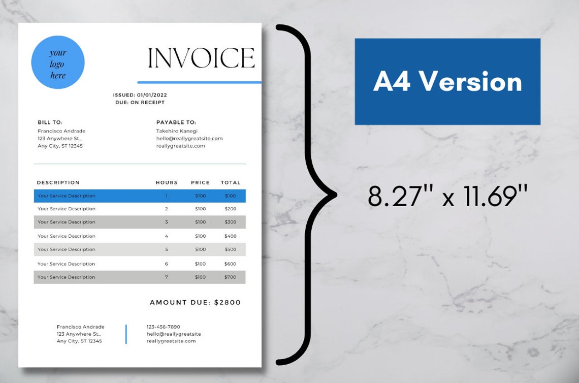Invoice Editable Template Printable Order Form Invoice 6 - Etsy