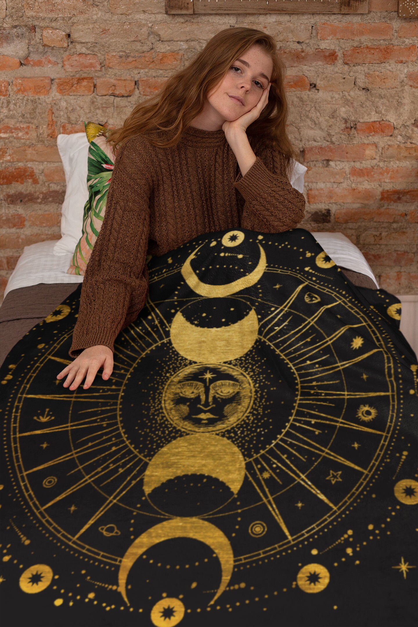 Boho Celestial Sun Moon & Stars Mystical Fleece Sherpa - Etsy