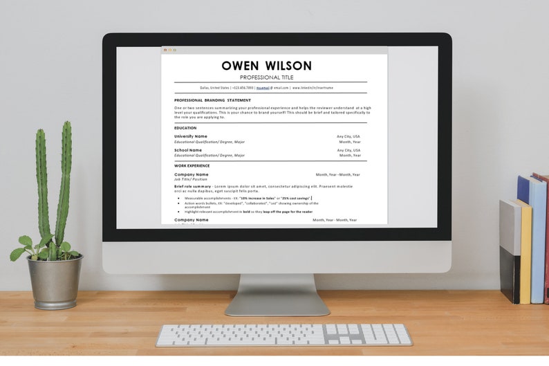 Professional Resume Template Bundle Includes Cover Letter & - Etsy