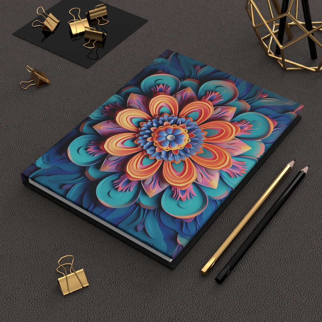 Lotus Flower Hardcover Journal: Psychedelic Cottagecore Botanical ...