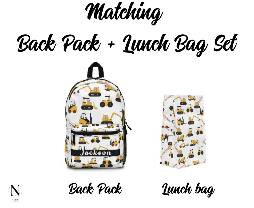 Matching Kids Back Pack & Lunch Bag Set, Dump Truck Kids Backpack, Boy ...